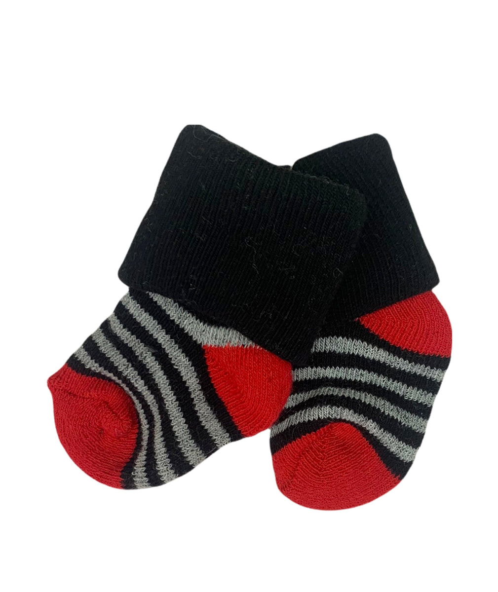 Red Black and Grey Stripe Baby Socks | The Red Wagon